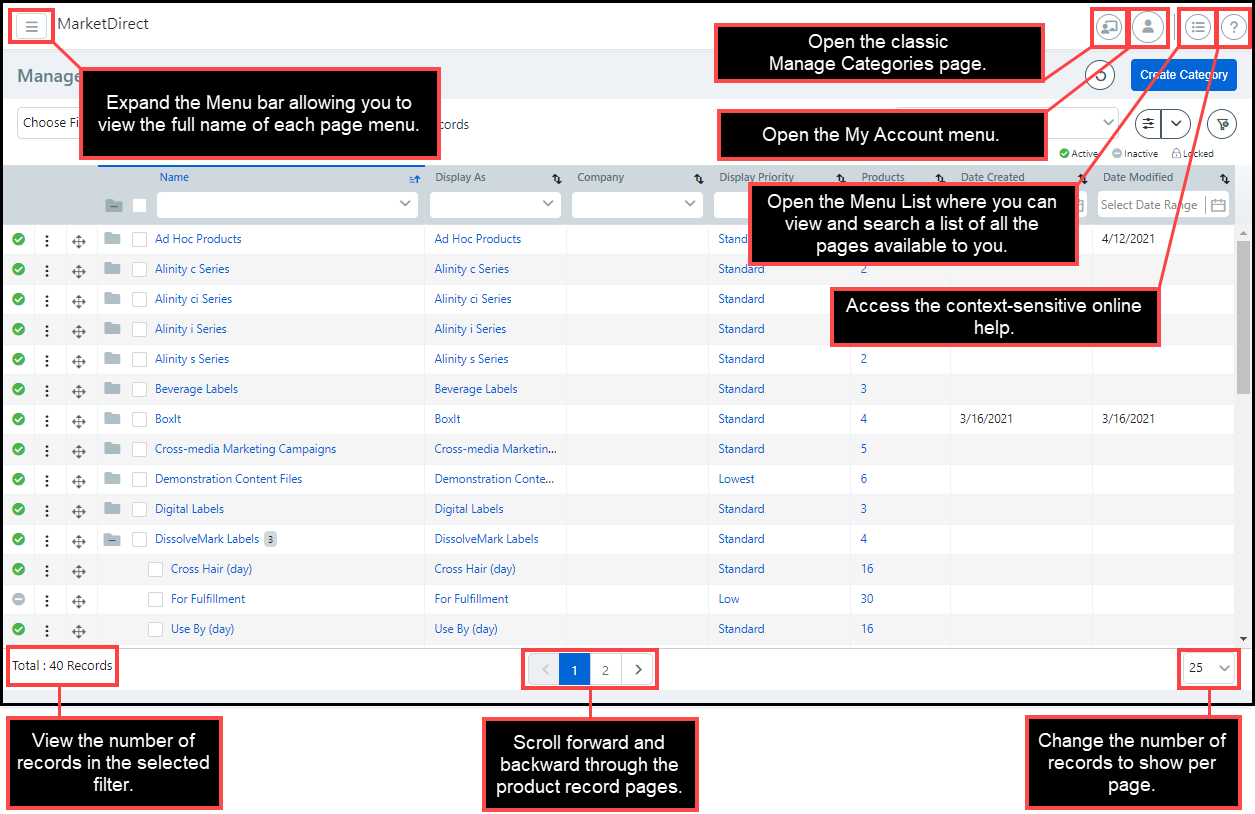 Manage Categories
